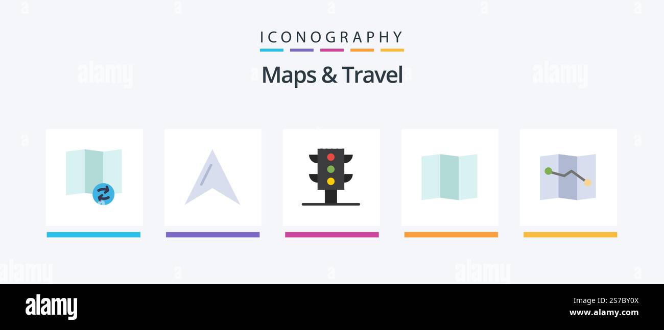 Maps and Travel Flat 5 Icon Pack Including . transport. point. Creative ...