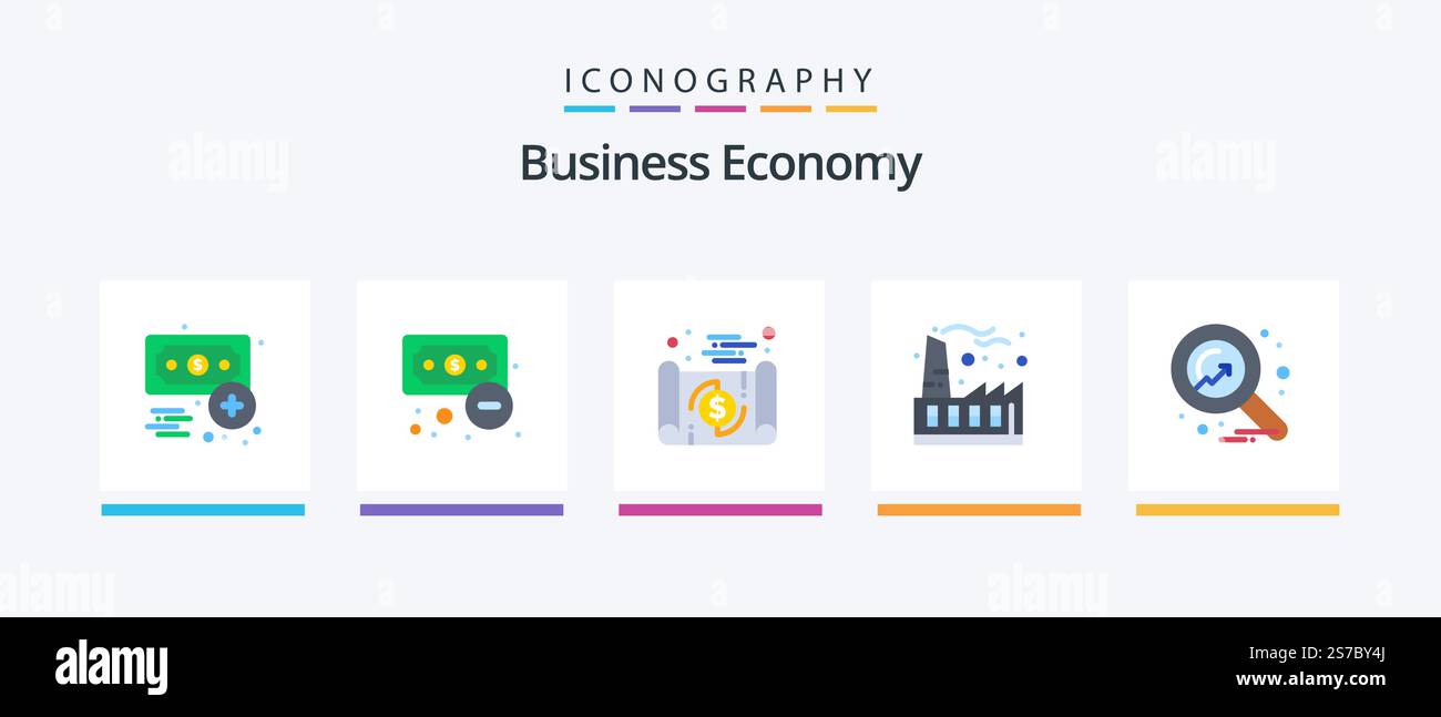 Economy Flat 5 Icon Pack Including economy. industrial. banking ...