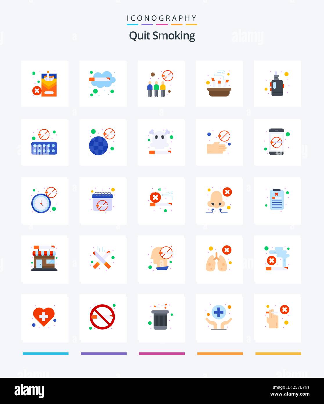 Creative Quit Smoking 25 Flat icon pack Such As out. ashtray. thinking ...