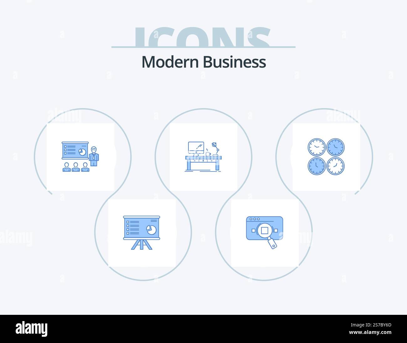 Modern Business Blue Icon Pack 5 Icon Design. graph. analytics ...