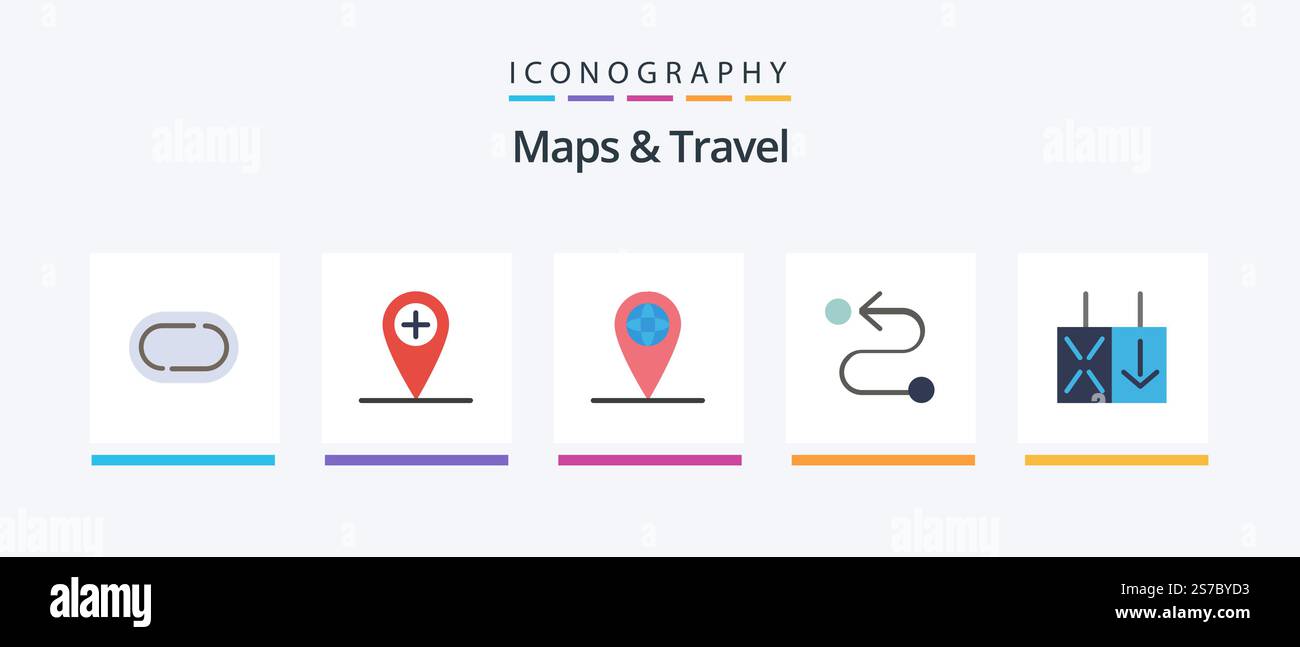 Maps and Travel Flat 5 Icon Pack Including . location. traffic. light ...