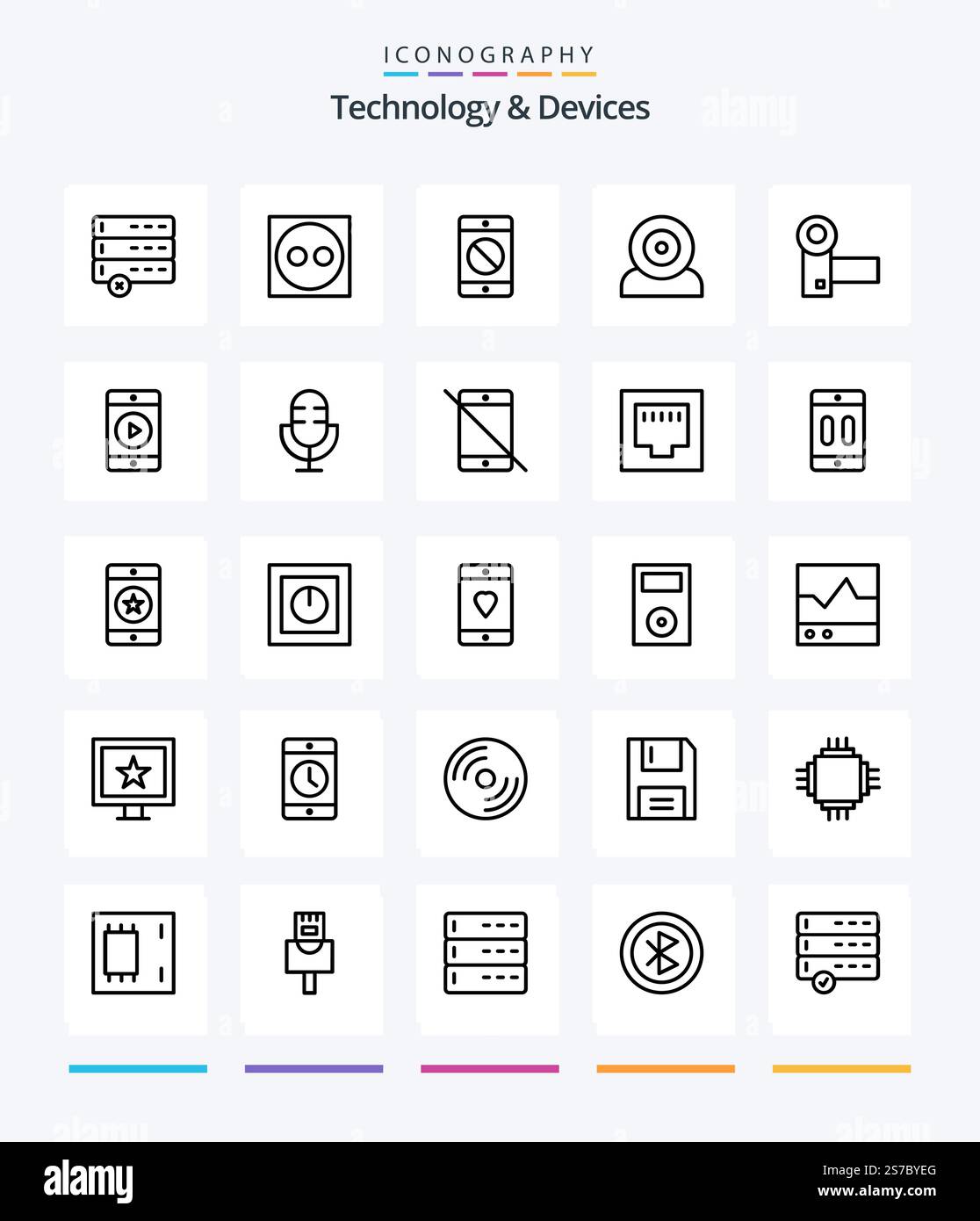 Creative Devices 25 OutLine icon pack Such As devices. technology. devices. hardware. devices ...