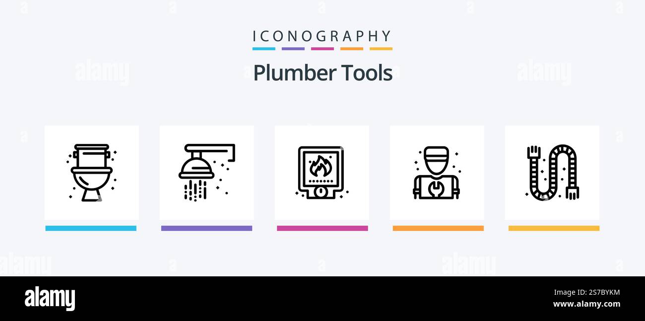Plumber Line 5 Icon Pack Including mechanical. system. extractor ...