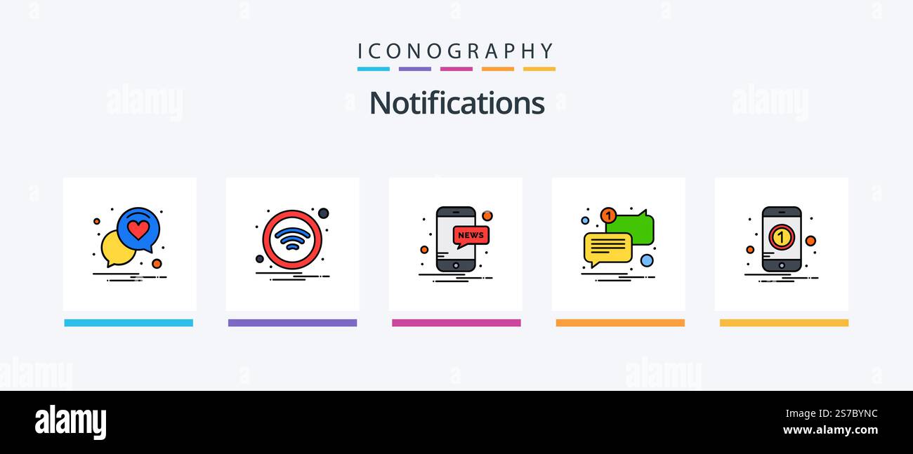 Notifications Line Filled 5 Icon Pack Including not. mail. notification ...