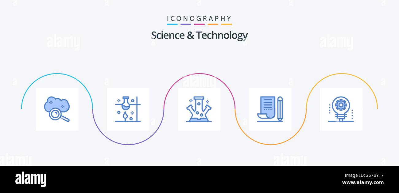Science And Technology Blue 5 Icon Pack Including notebook. jotter ...