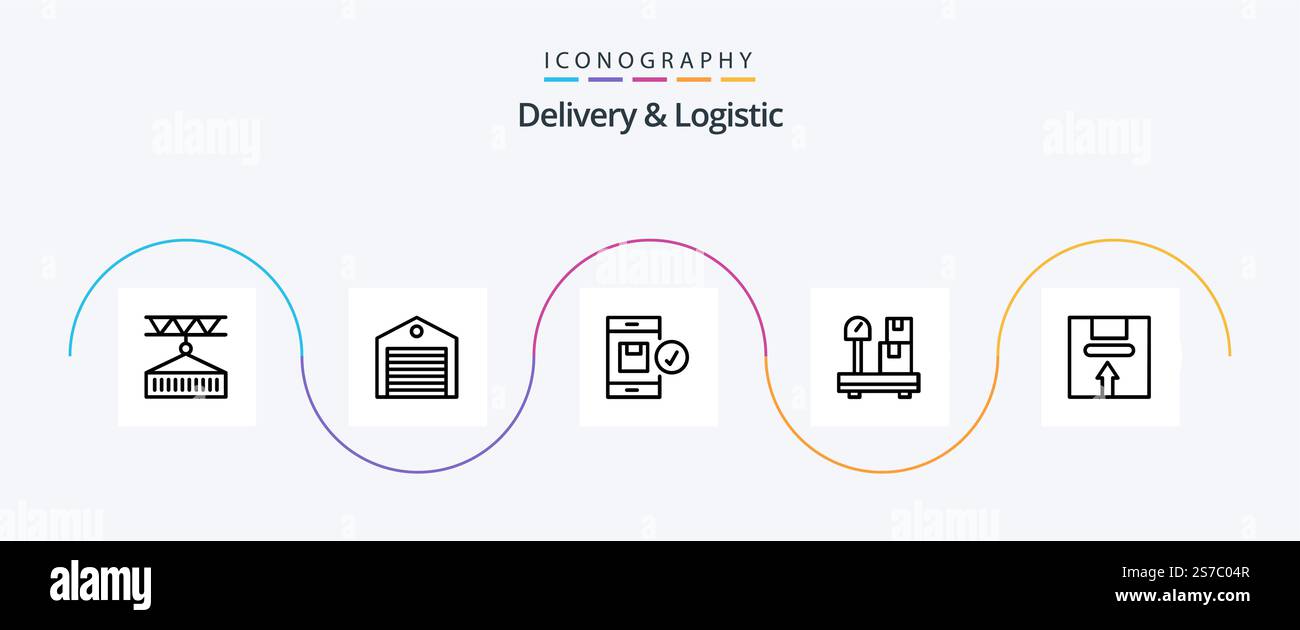 Delivery And Logistic Line 5 Icon Pack Including weight. box. package ...