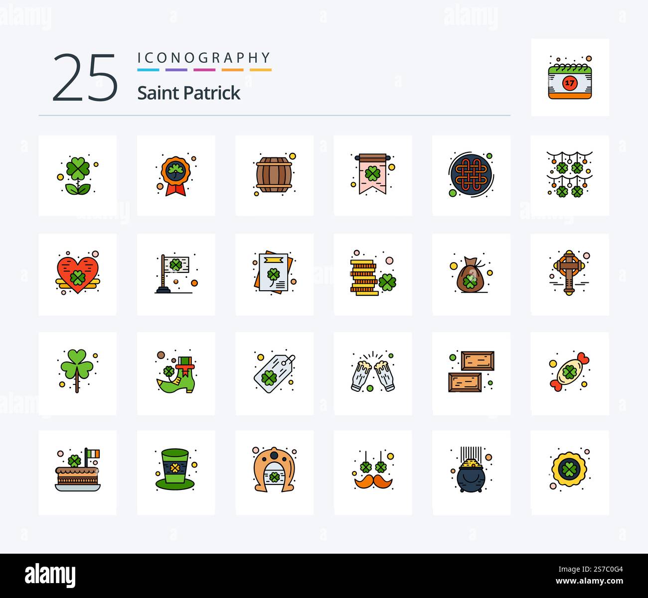 Saint Patrick 25 Line Filled icon pack including irish. celtic knot ...
