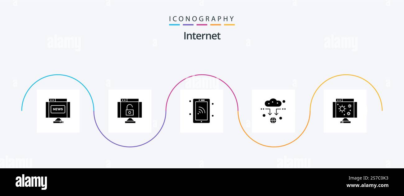 Internet Glyph 5 Icon Pack Including computer. wifi. network. signal ...
