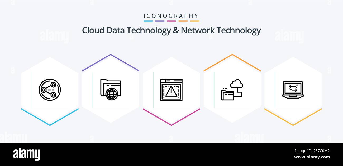 Cloud Data Technology And Network Technology 25 Line Icon Pack Including Network File File