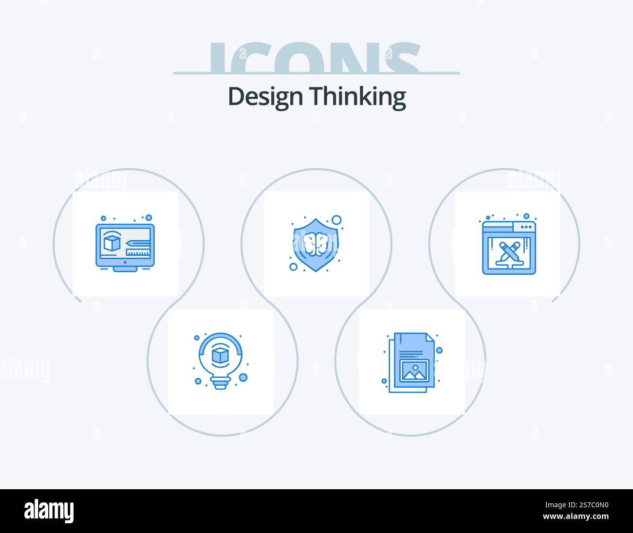 Design Thinking Blue Icon Pack 5 Icon Design. design work. brain ...