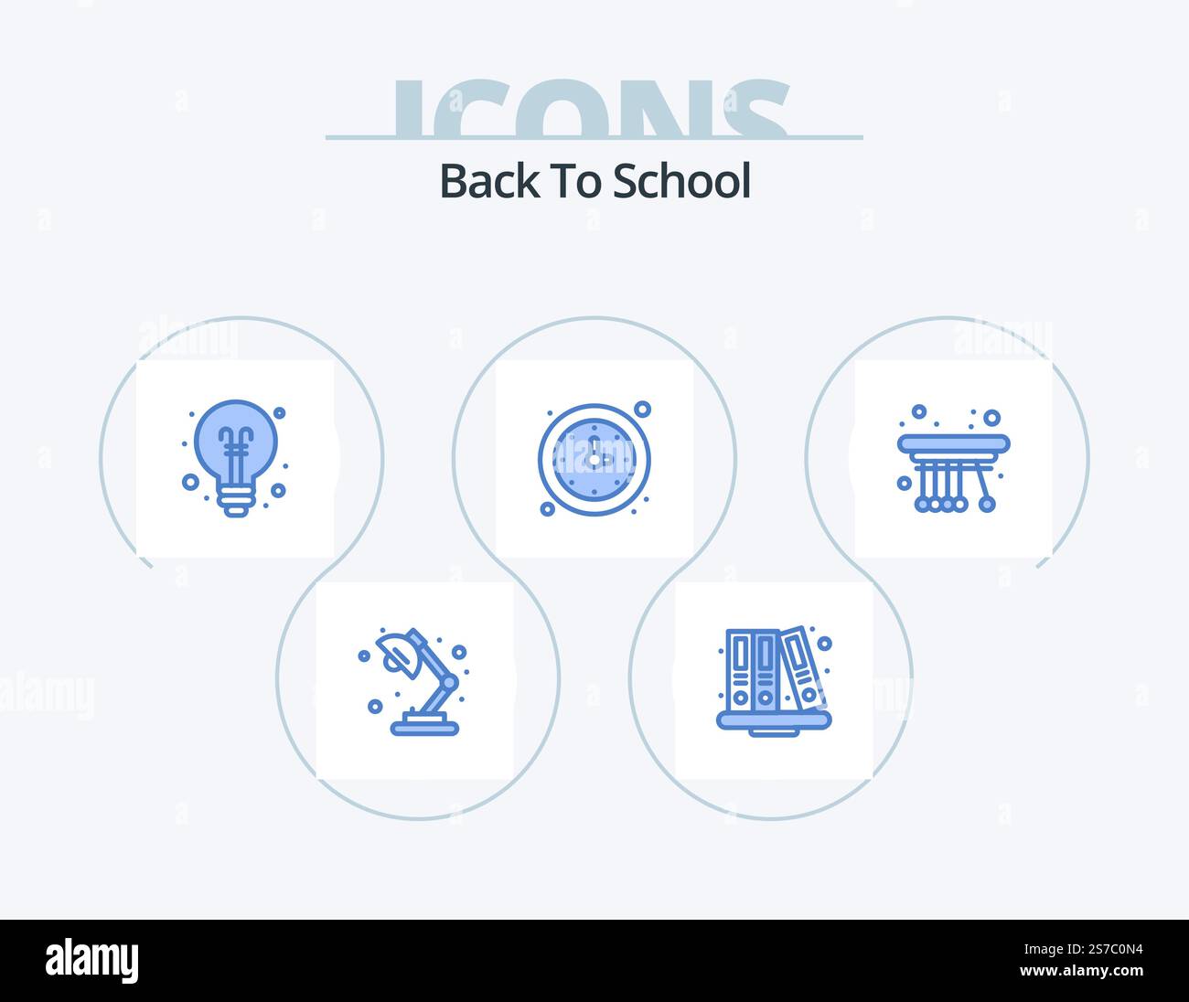 Back To School Blue Icon Pack 5 Icon Design. movement. timer. bulb ...
