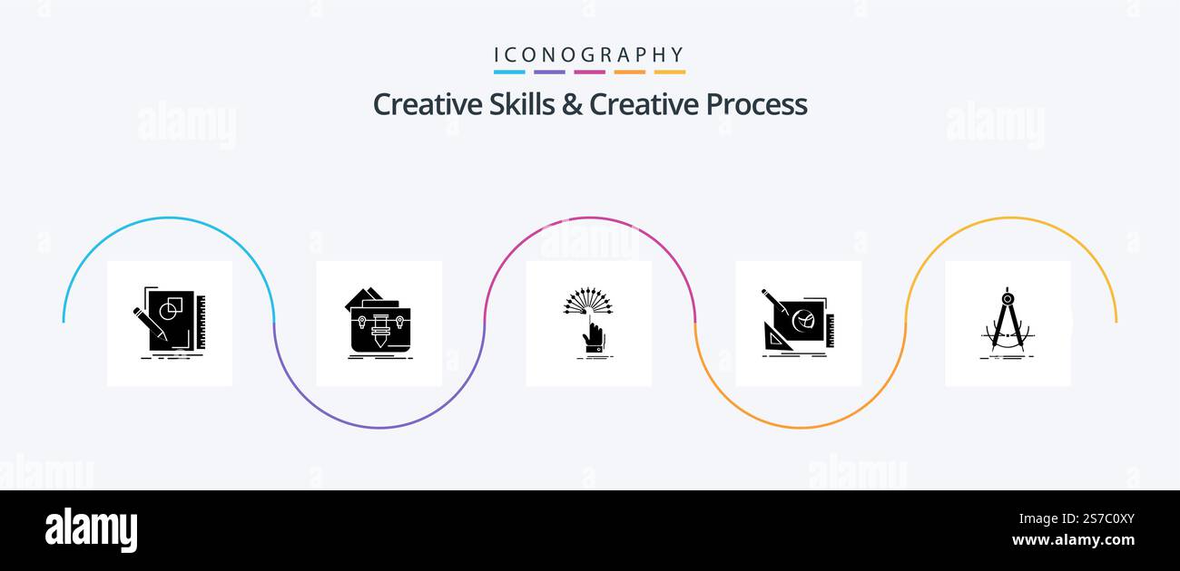 Creative Skills And Creative Process Glyph 5 Icon Pack Including ...