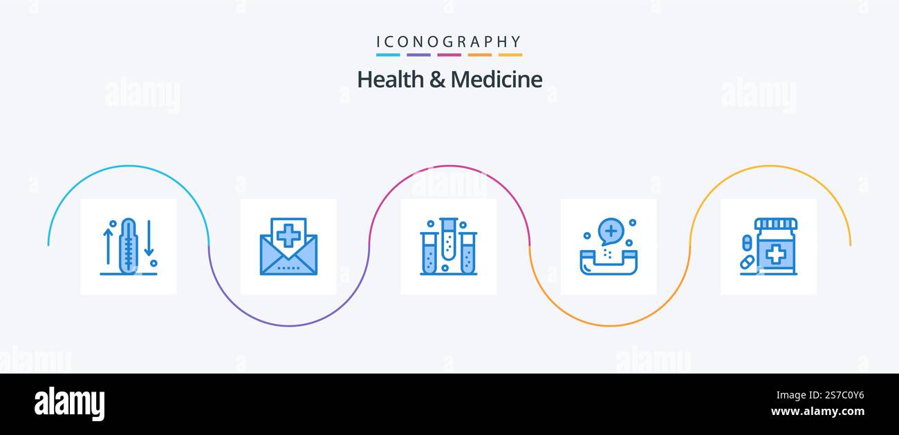 Health and Medicine Blue 5 Icon Pack Including emergency. call. mail ...