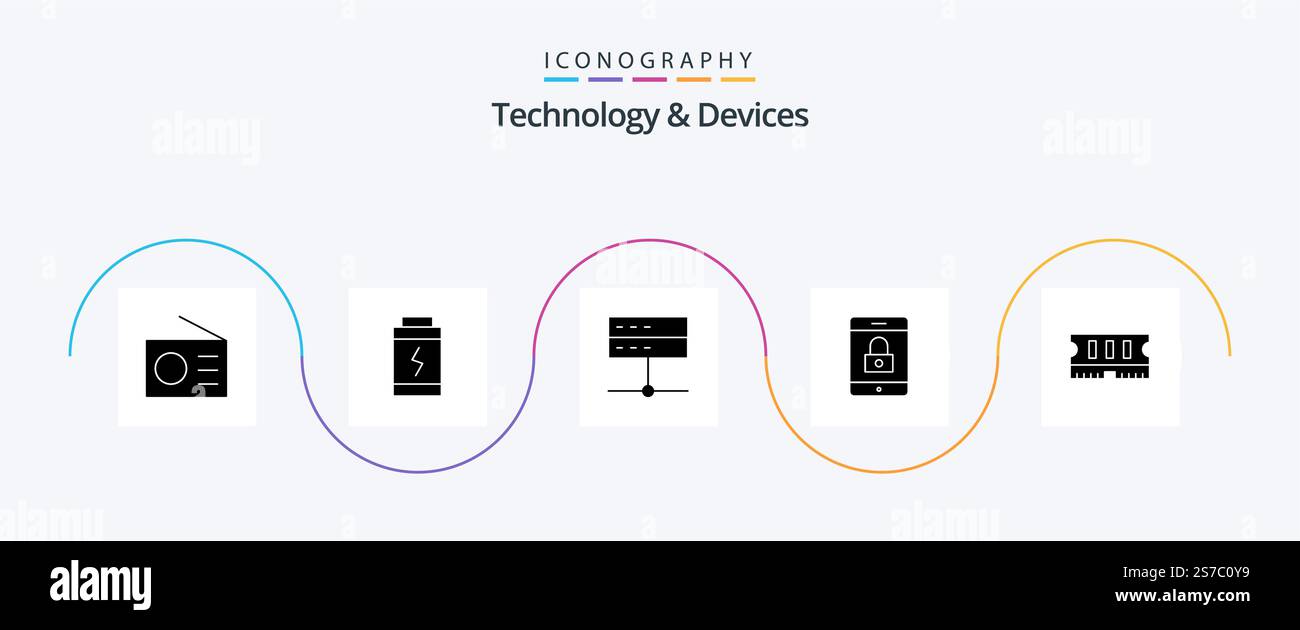 Devices Glyph 5 Icon Pack Including ram. hardware. data. mobile ...