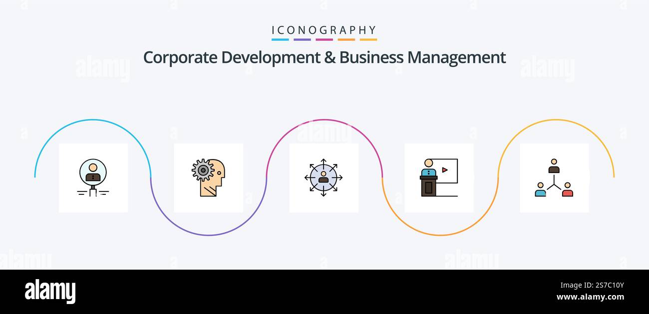 Corporate Development And Business Management Line Filled Flat 5 Icon ...