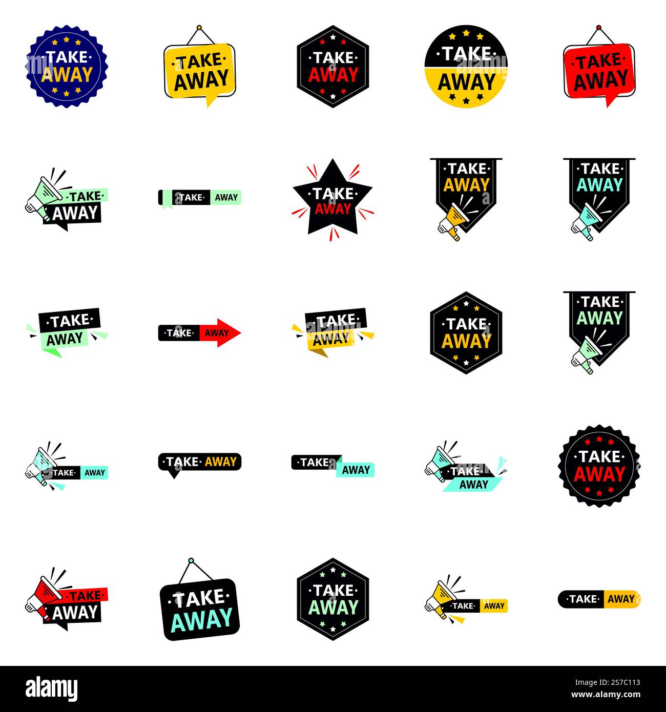 25 Professional Vector Designs in the Take Away Bundle Perfect for Food ...