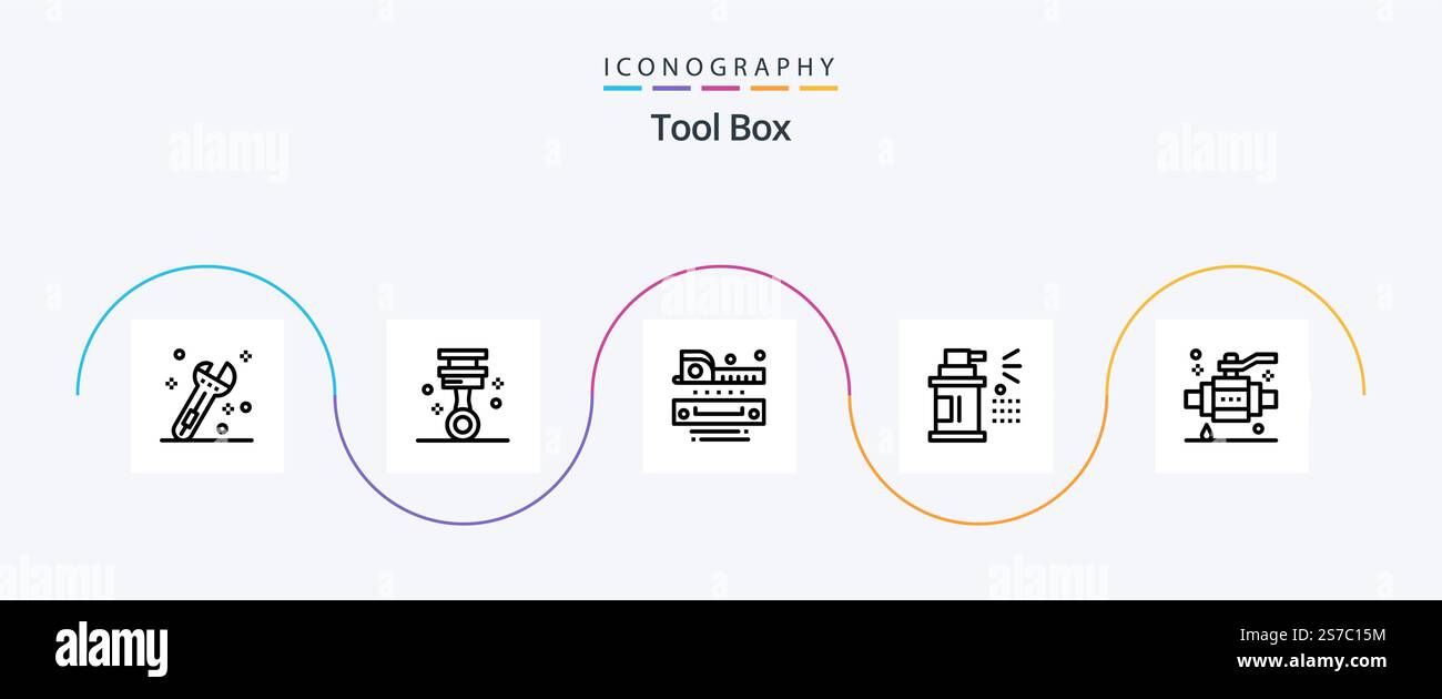 Tools Line 5 Icon Pack Including pipe. buildings. measuring. tools. car ...