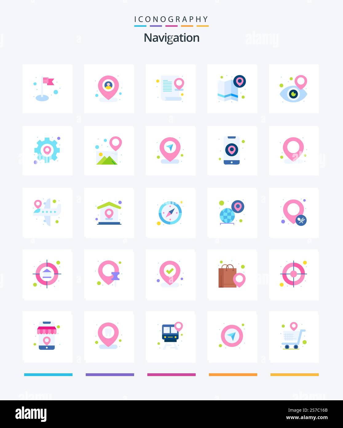 Creative Navigation 25 Flat icon pack Such As location. navigation. map. direction. map Stock ...