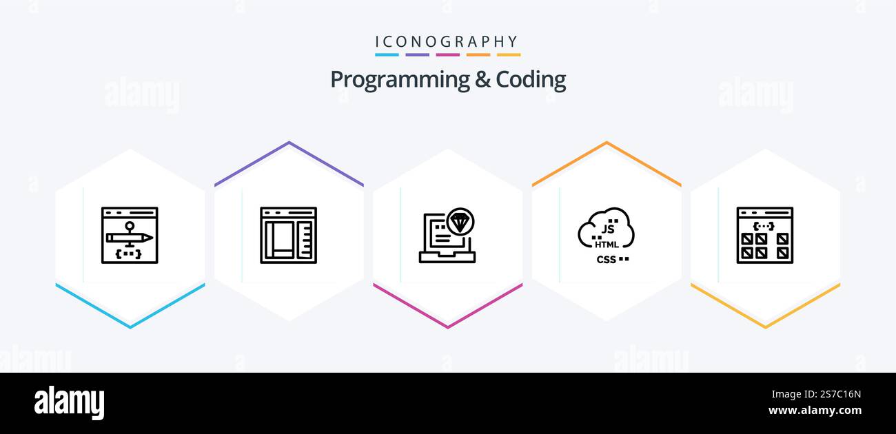 Programming And Coding 25 Line icon pack including coding. cloud. development. develop. code ...