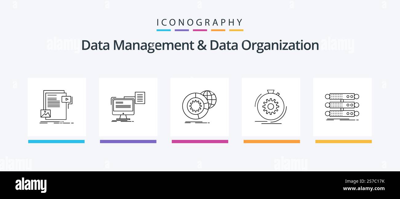 Data Management And Data Organization Line 5 Icon Pack Including data. sync. database. setting ...