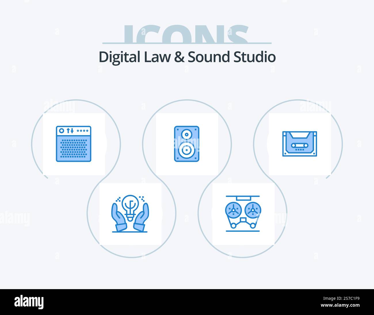 Digital Law And Sound Studio Blue Icon Pack 5 Icon Design. monitor ...