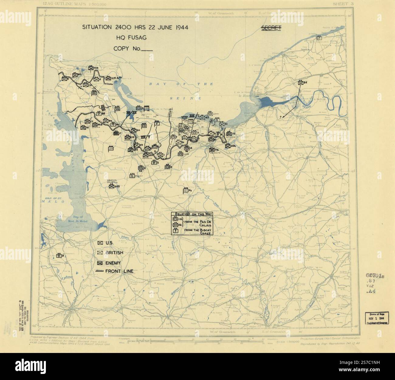 [June 22, 1944], HQ Twelfth Army Group situation map. 1944 by Allied ...