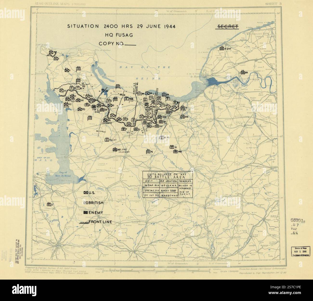 [June 29, 1944], HQ Twelfth Army Group situation map. 1944 by Allied ...