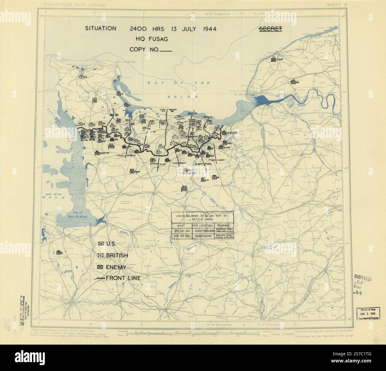 [July 13, 1944], HQ Twelfth Army Group situation map. 1944 by Allied ...