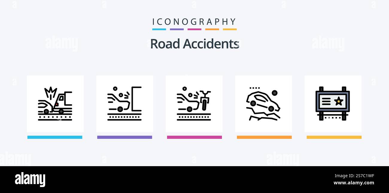 Road Accidents Line Filled 5 Icon Pack Including firefighter. gravel ...