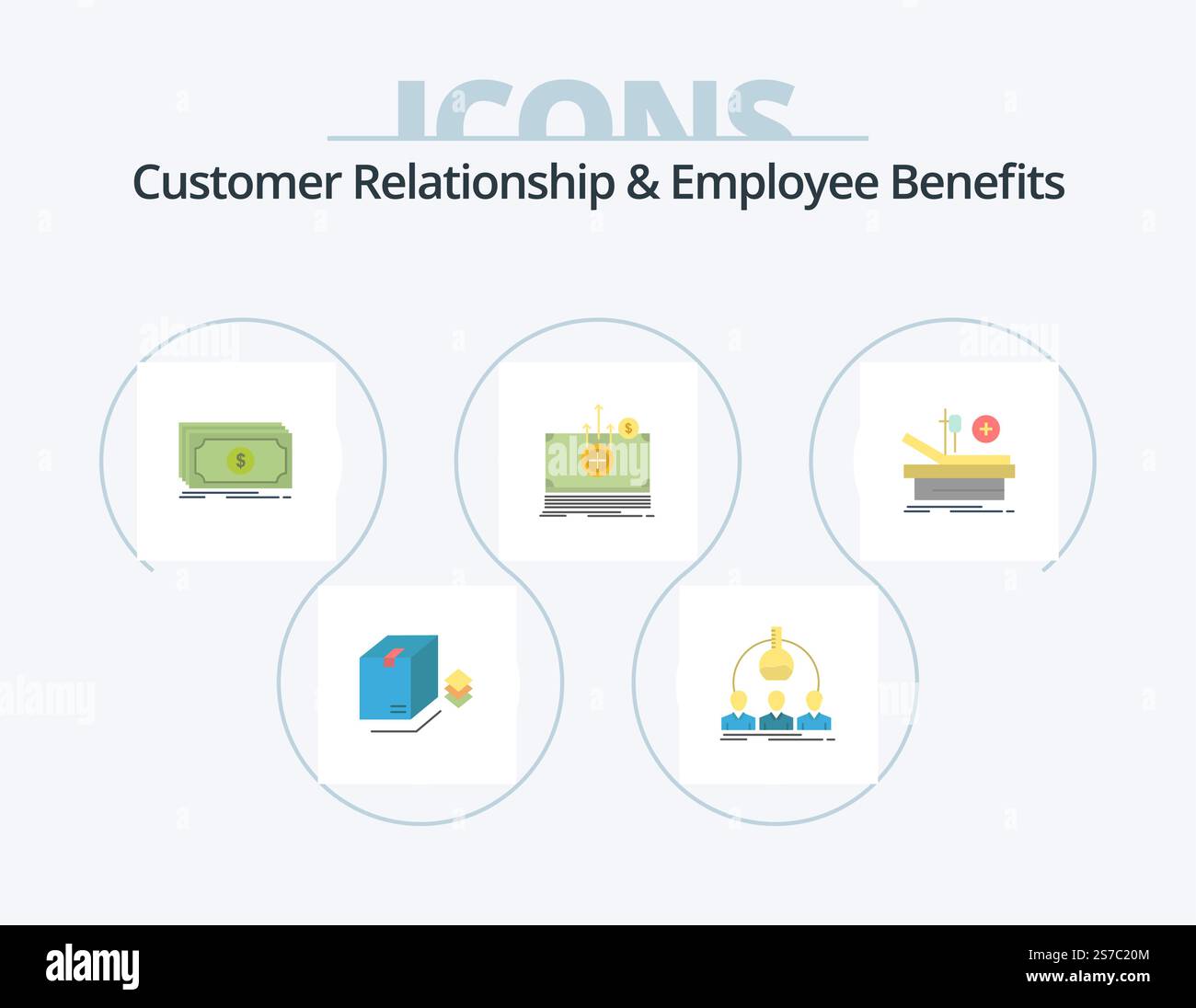 Customer Relationship And Employee Benefits Flat Icon Pack 5 Icon ...