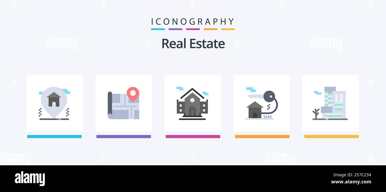 Real Estate Flat 5 Icon Pack Including estate. building. real estate ...
