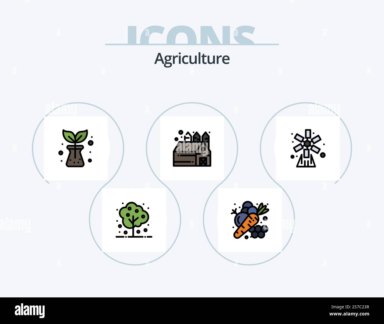 Agriculture Line Filled Icon Pack 5 Icon Design. . plant. farm ...