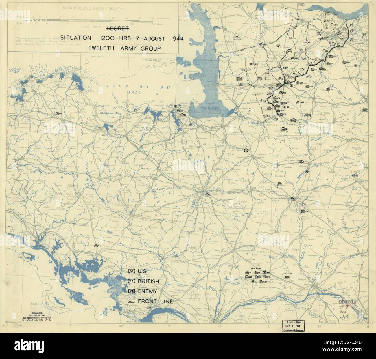 [August 7, 1944], HQ Twelfth Army Group situation map. 1944 by Allied ...