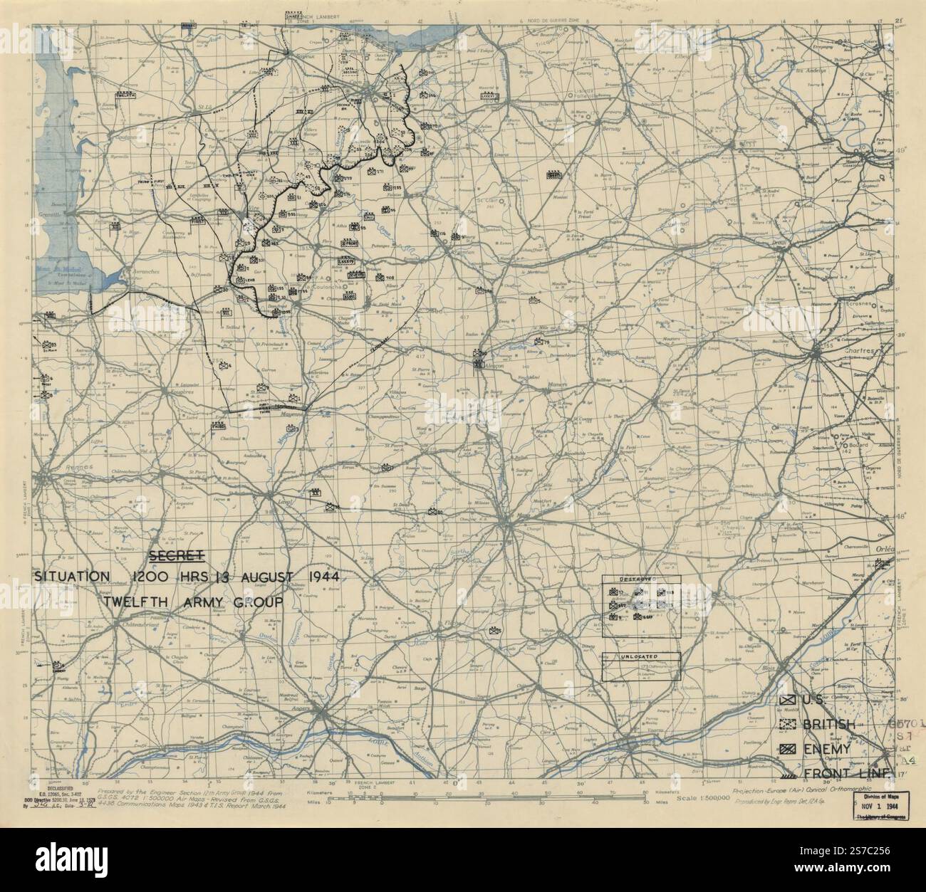 [August 13, 1944], HQ Twelfth Army Group situation map. 1944 by Allied ...