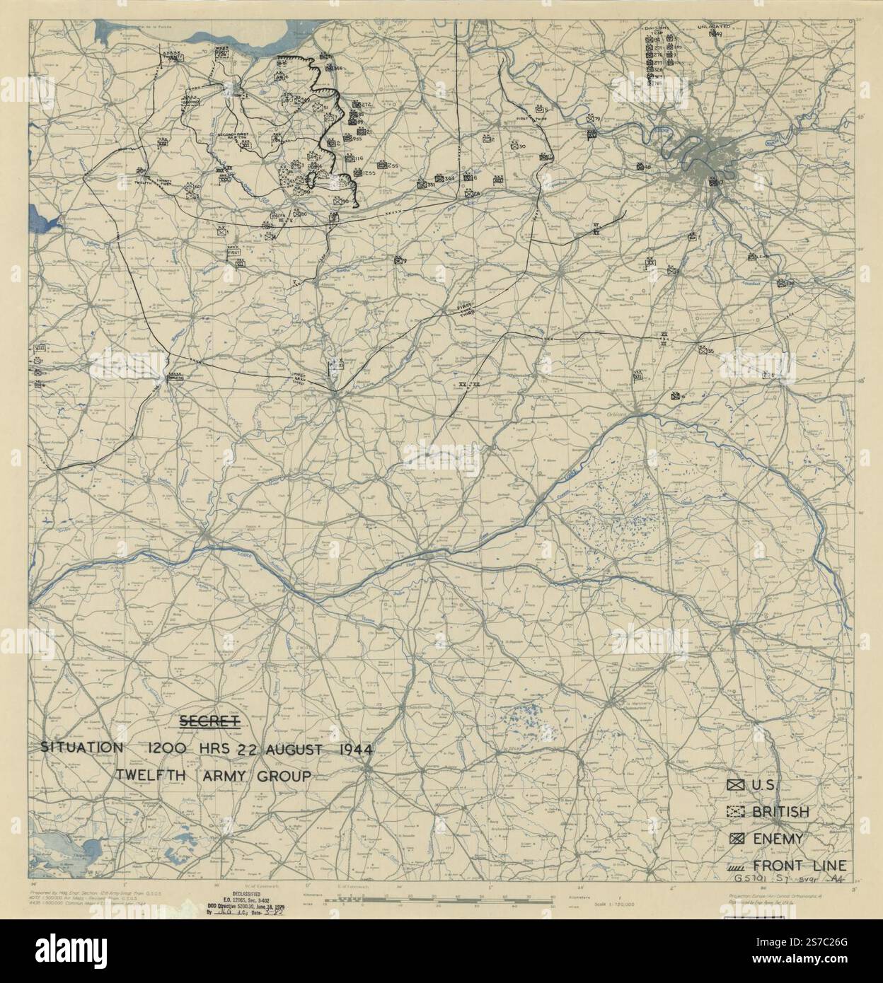 [August 22, 1944], HQ Twelfth Army Group situation map. 1944 by Allied ...