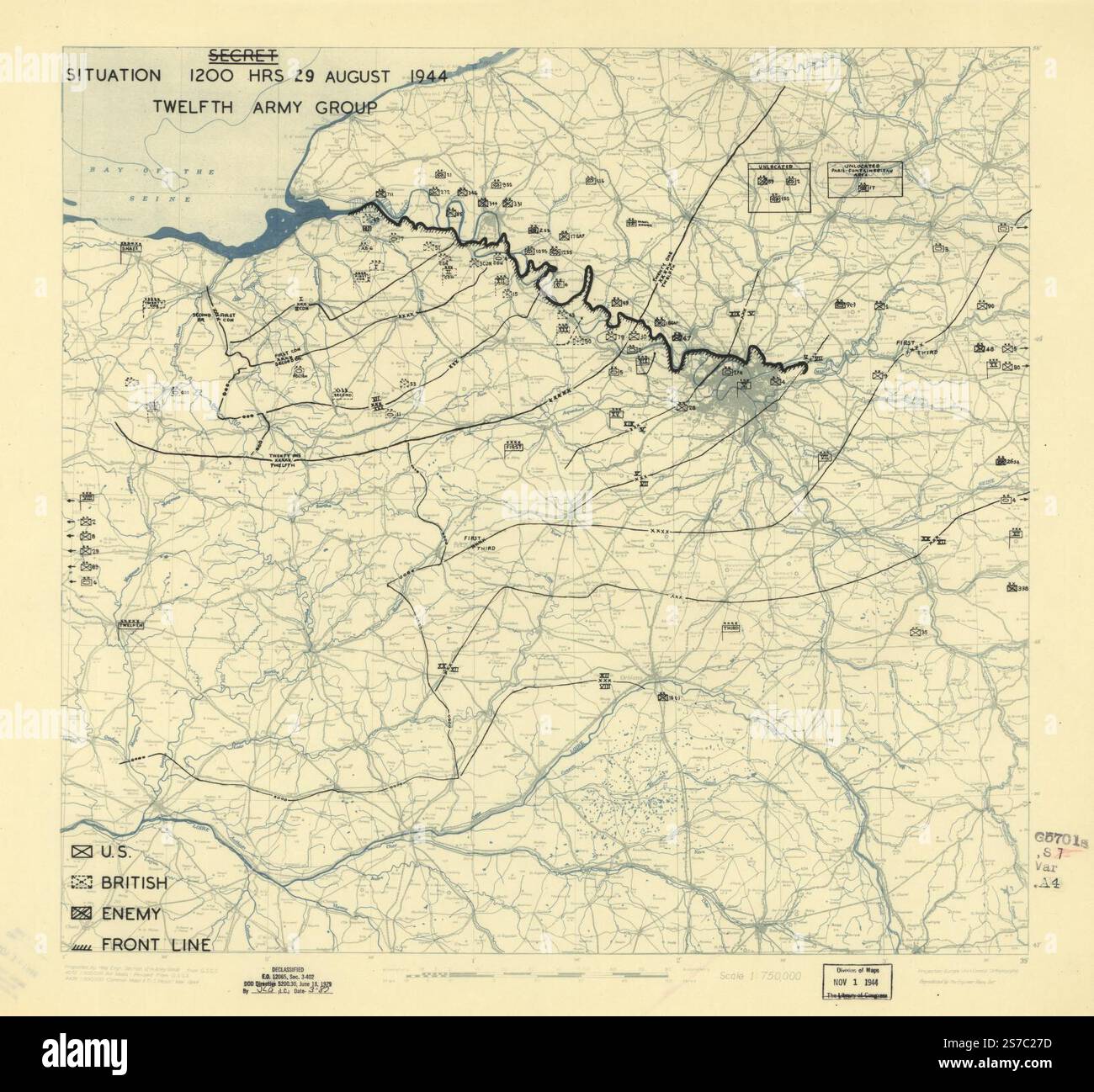[August 29, 1944], HQ Twelfth Army Group situation map. 1944 by Allied ...