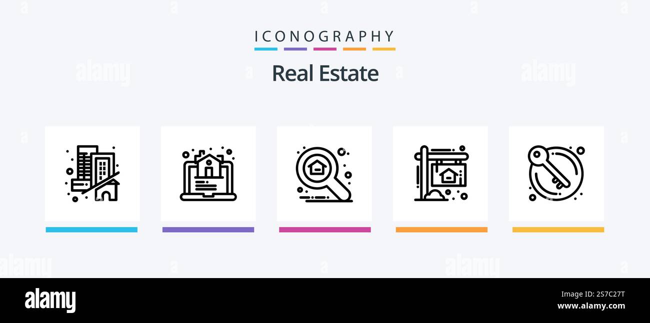 Real Estate Line 5 Icon Pack Including construction. big. map. real ...