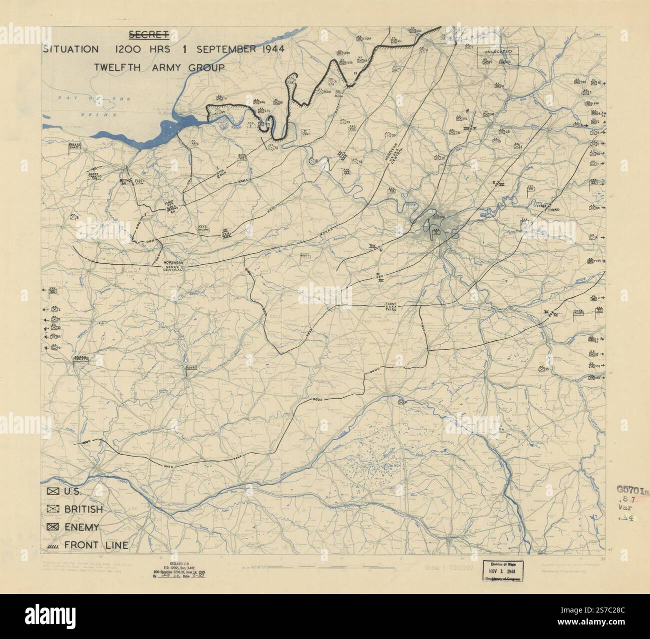 [September 1, 1944], HQ Twelfth Army Group situation map. 1944 by ...