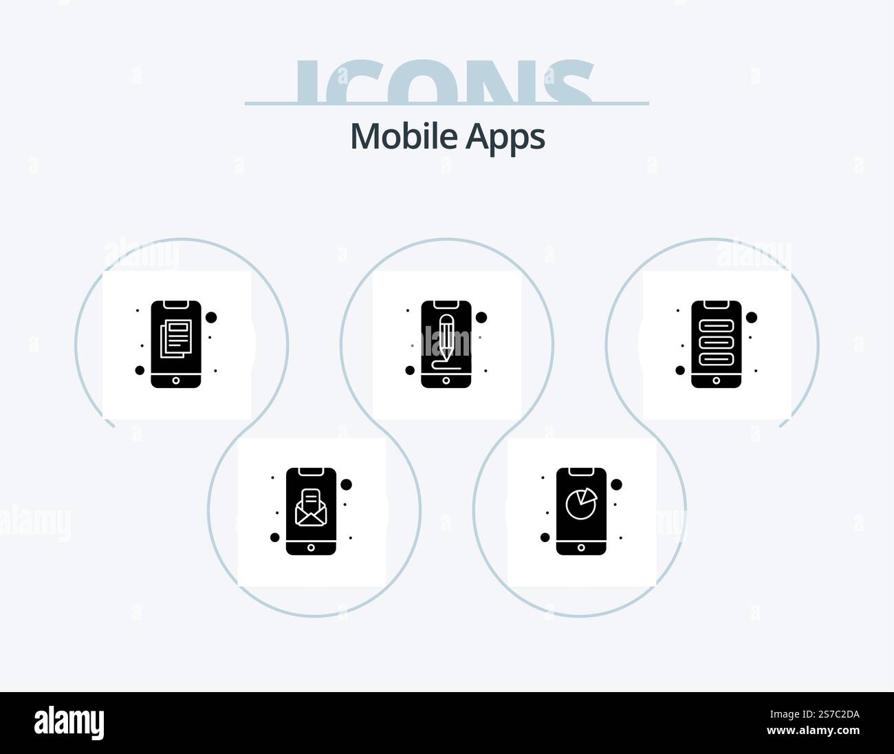 Mobile Apps Glyph Icon Pack 5 Icon Design. app. ui. application. interface. app Stock Vector ...