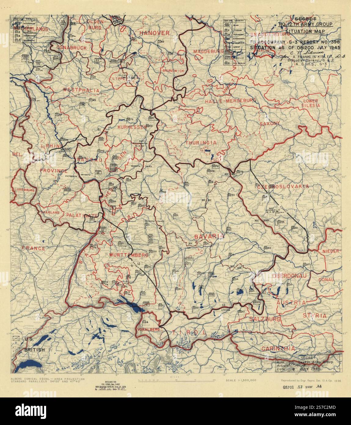 [July 8, 1945], HQ Twelfth Army Group situation map. 1945 by Allied ...