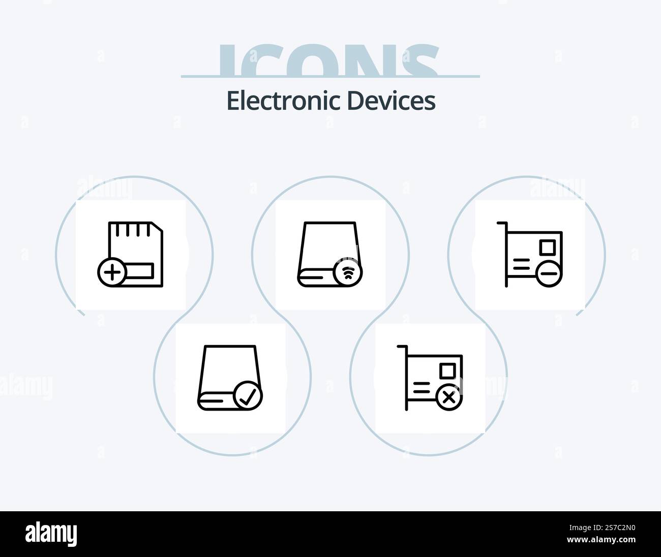 Devices Line Icon Pack 5 Icon Design. devices. computers. hardware. gadget. disc Stock Vector ...