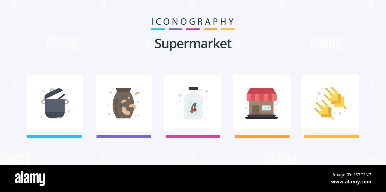 Supermarket Flat 5 Icon Pack Including . supermarket. berry. rice ...