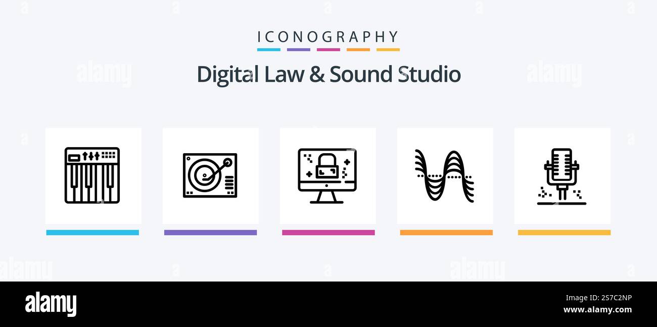 Digital Law And Sound Studio Line 5 Icon Pack Including multimedia ...