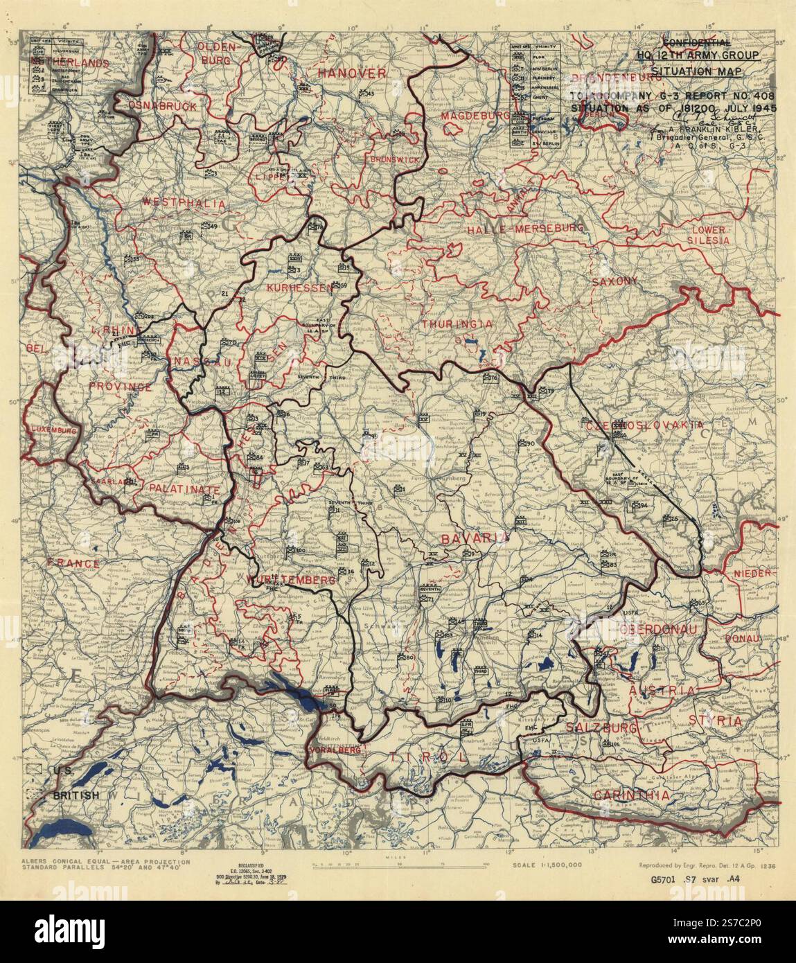 [July 18, 1945], HQ Twelfth Army Group situation map. 1945 by Allied ...