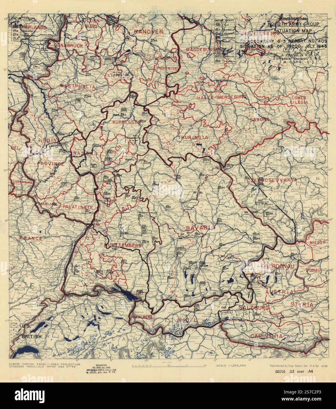 [July 19, 1945], HQ Twelfth Army Group situation map. 1945 by Allied ...