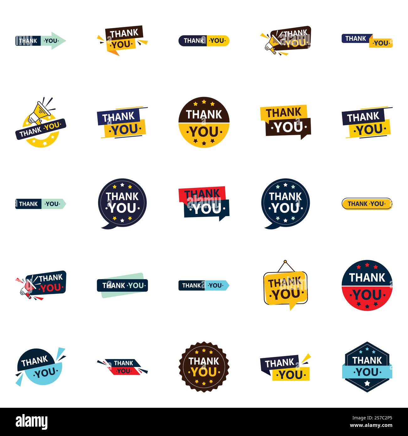25 Unique Vector Elements for Personalized Thank You Messages Stock ...