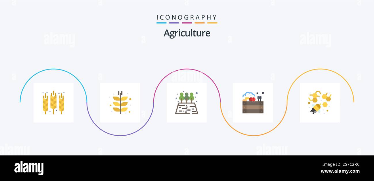Agriculture Flat 5 Icon Pack Including bee. farm. harvest. apples. tree ...