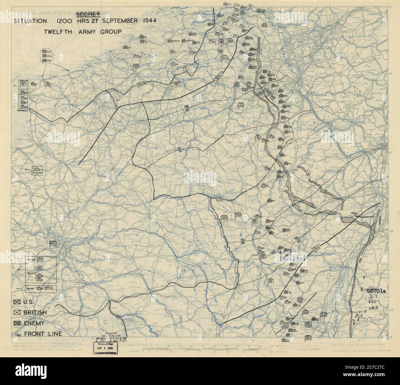 [September 27, 1944], HQ Twelfth Army Group situation map. 1944 by ...