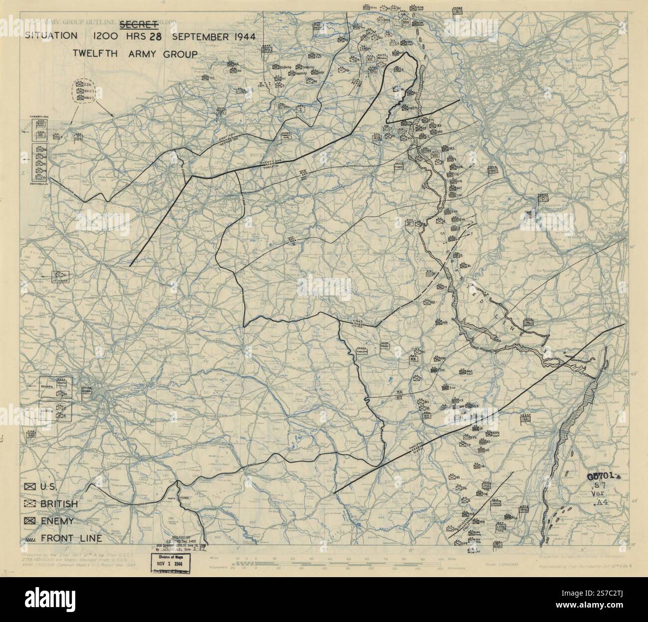 [September 28, 1944], HQ Twelfth Army Group situation map. 1944 by ...