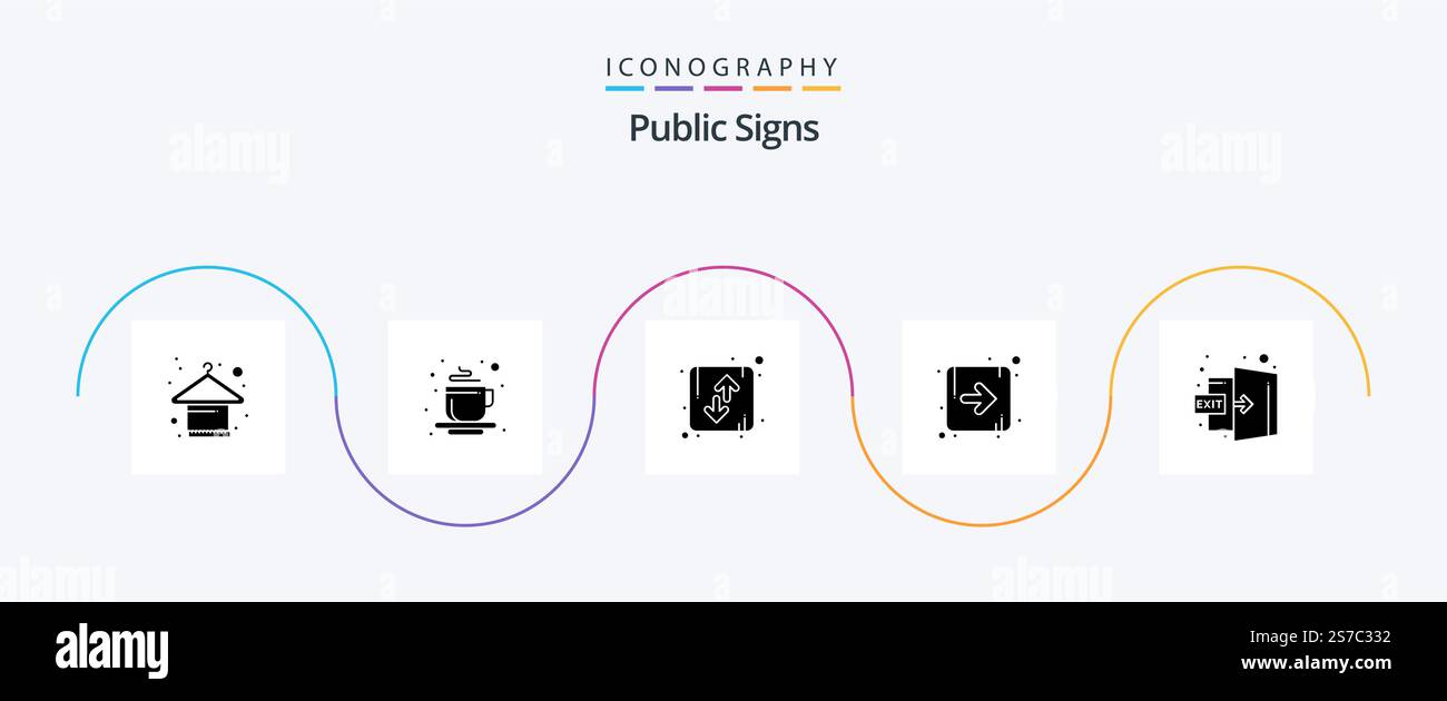 Public Signs Glyph 5 Icon Pack Including exit. right. arrow. direction ...